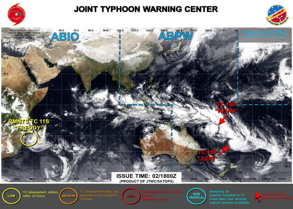 サイクロン JUDY・KEVIN｜2023年3月2日18時00分GMT時点 JTWC